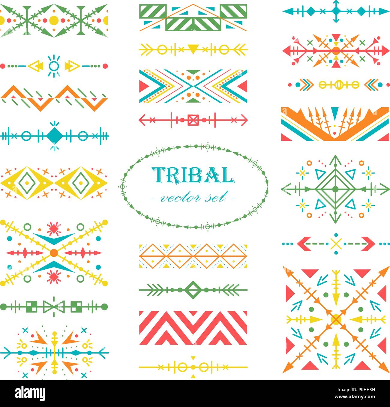 Vector set of design elements in tribal style. Brush set Stock Vector ...