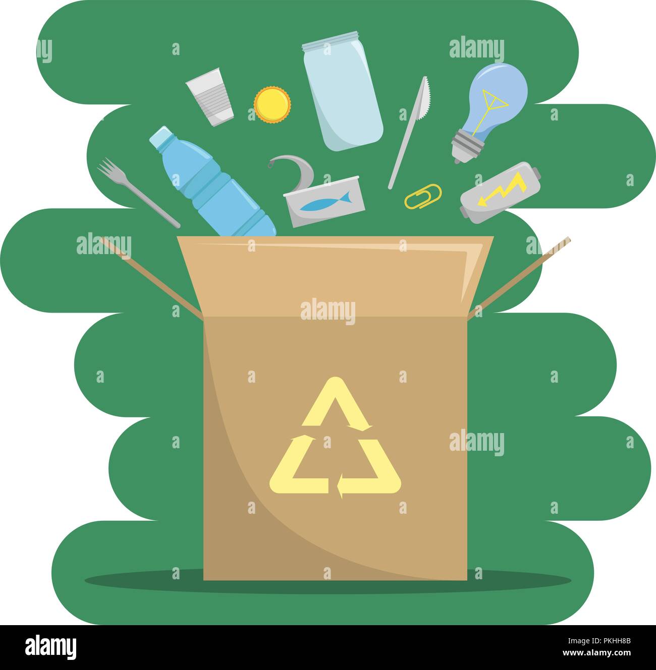 Vector illustration about the industry of waste recycling. Nature ...