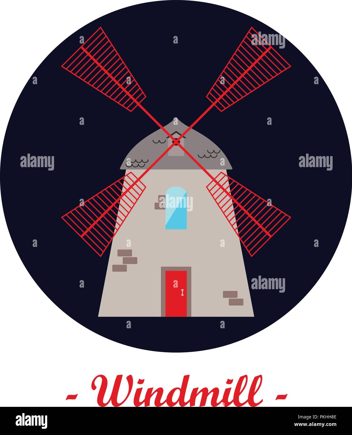 Stone windmill building Stock Vector Images - Alamy