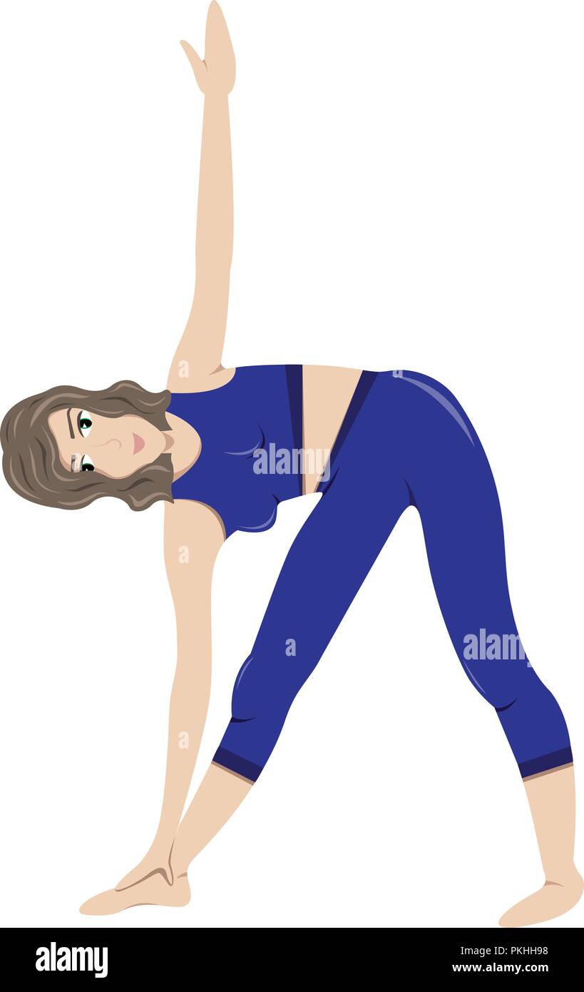 The girl practicing yoga. Trikonasana(Triangle Pose Stock Vector Image & Art - Alamy