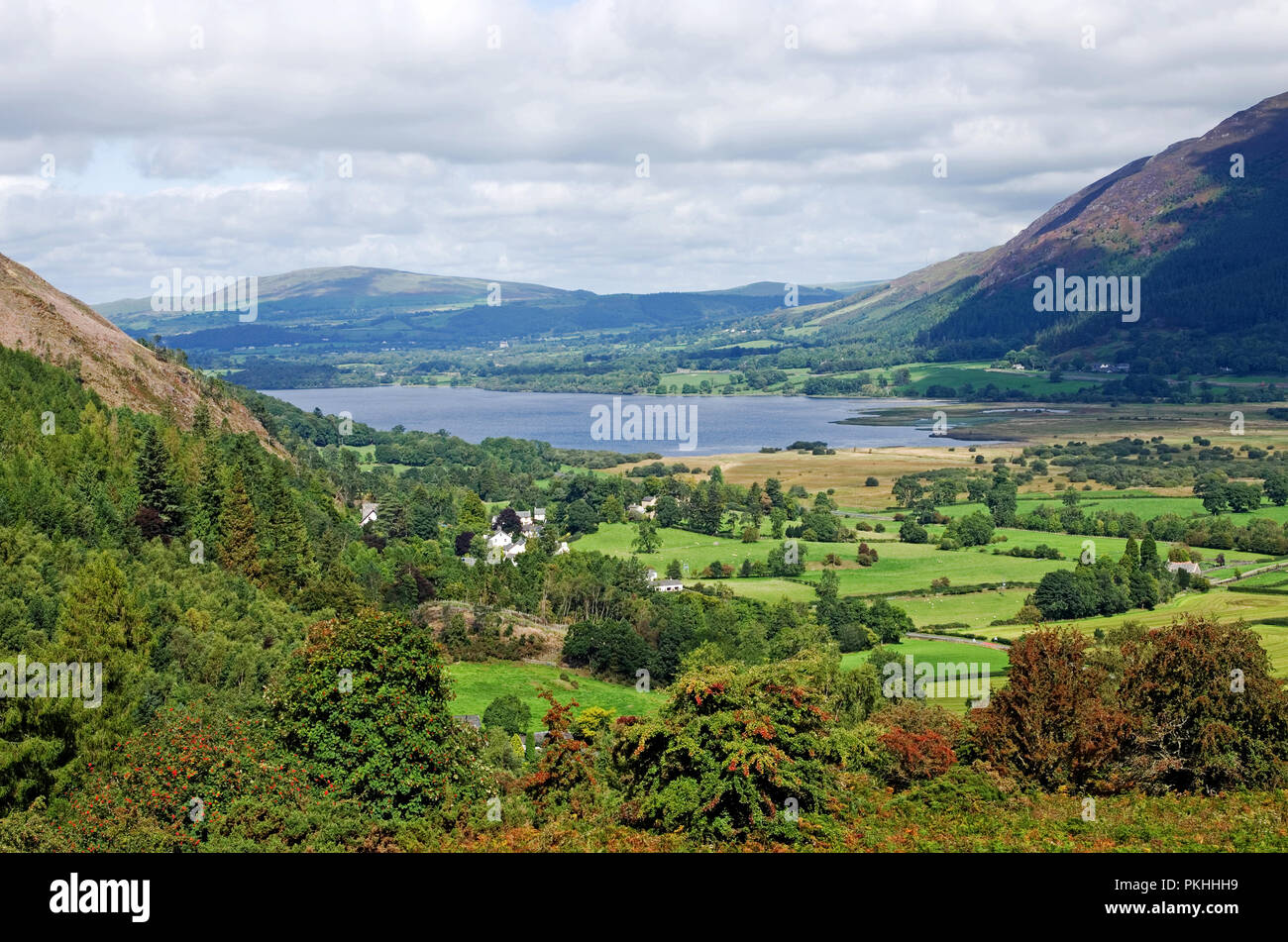 Looking down on thornthwaite village from whinlatter hi-res stock ...