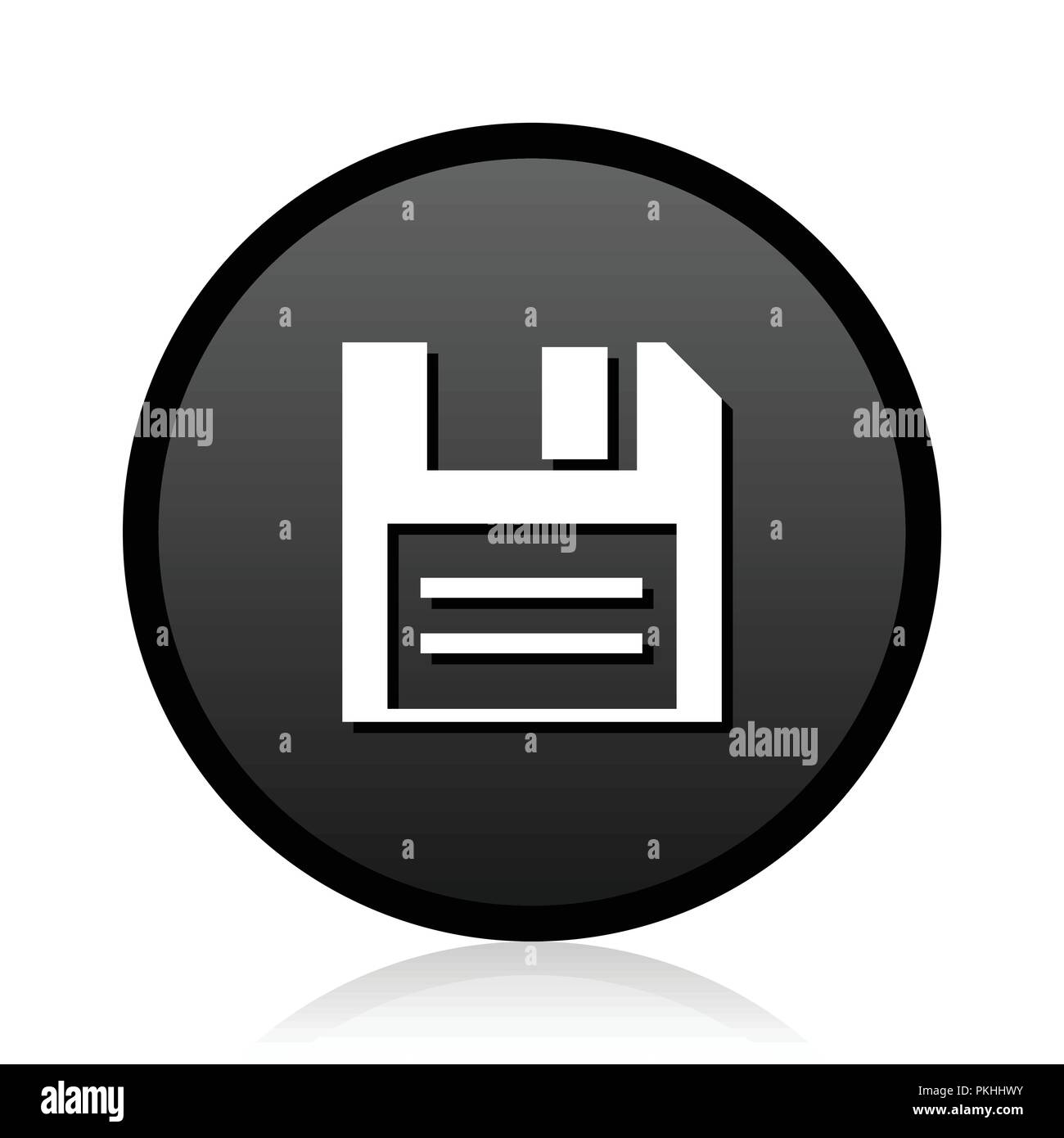 Black round vector Disk silver metallic chrome round web icon on white ...