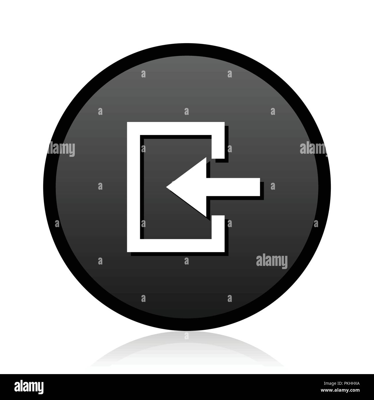 Black round vector Enter silver metallic chrome round web icon on white ...