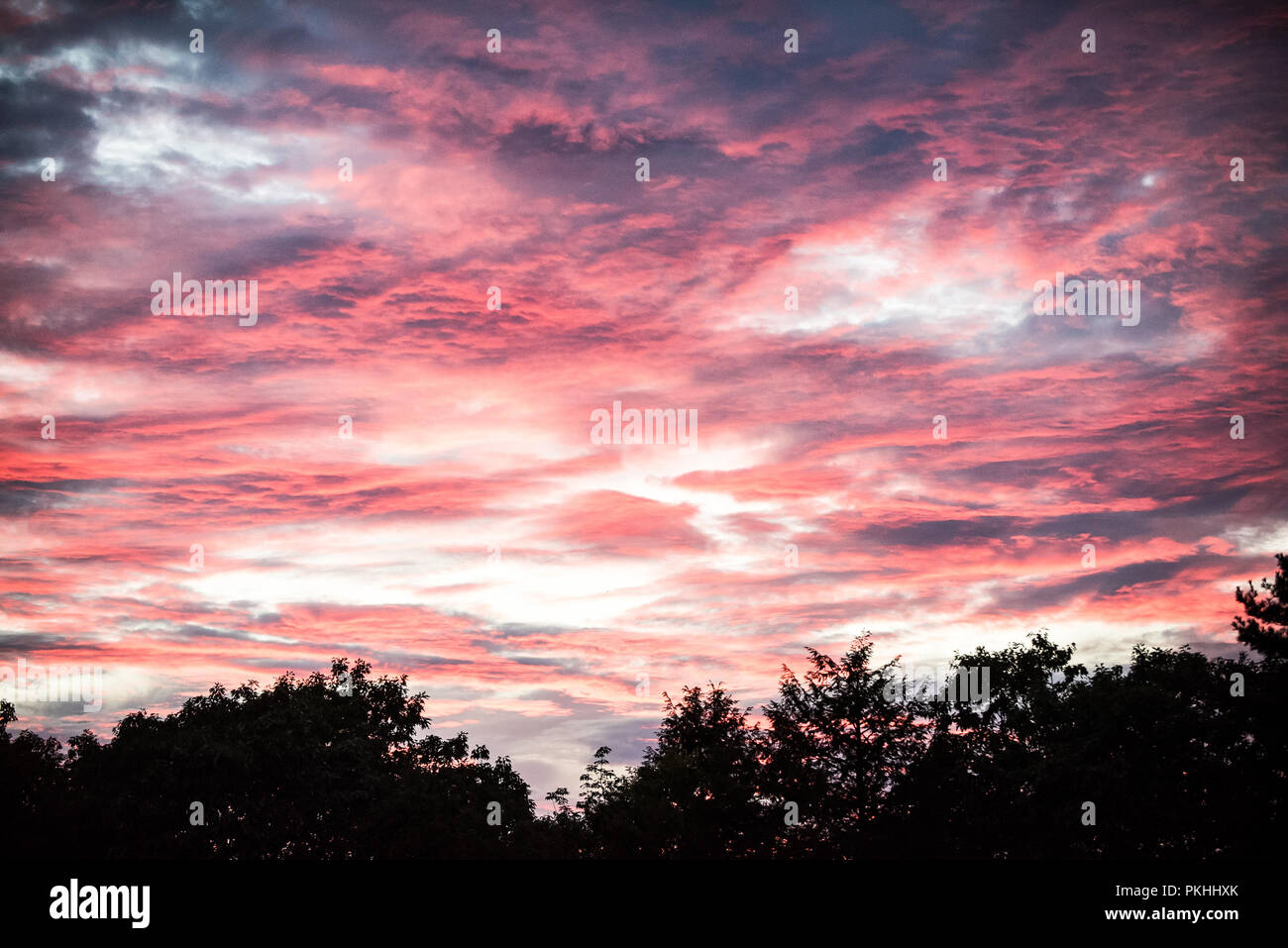 dramatic fall sunset in Maine Stock Photo - Alamy