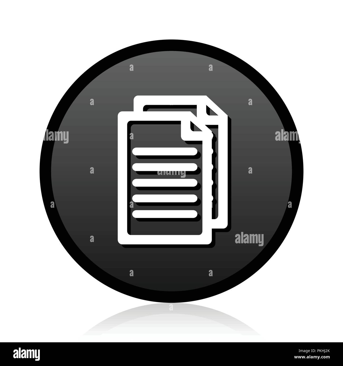 Black round vector Document silver metallic chrome round web icon on ...