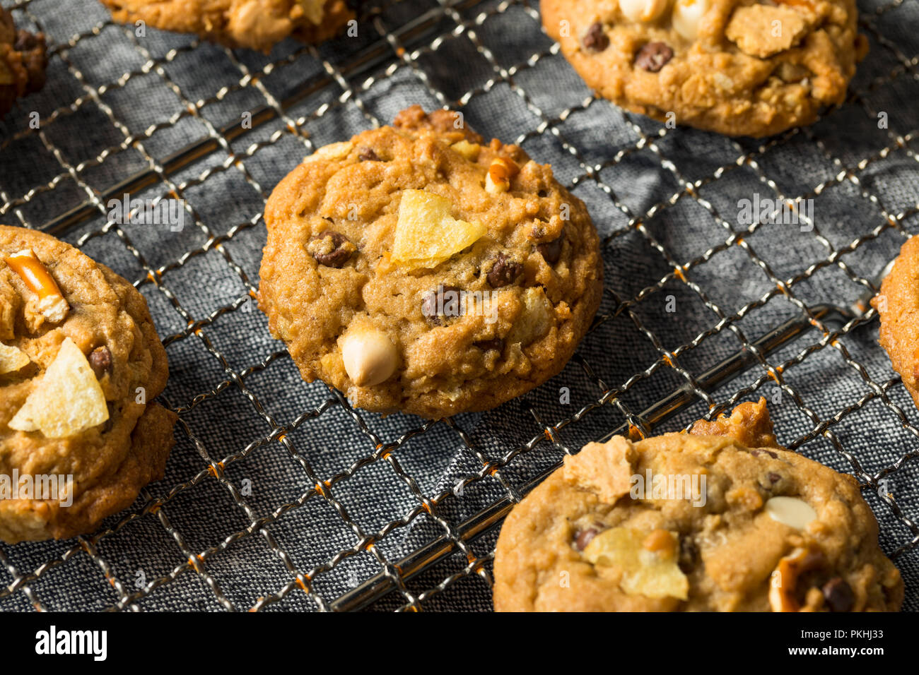 Unhealthy Homemade Garbage Cookies with Chocolate Chips Pretzels Oats ...