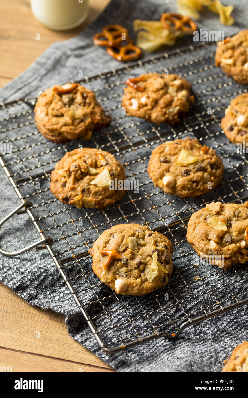 Unhealthy Homemade Garbage Cookies with Chocolate Chips Pretzels Oats ...