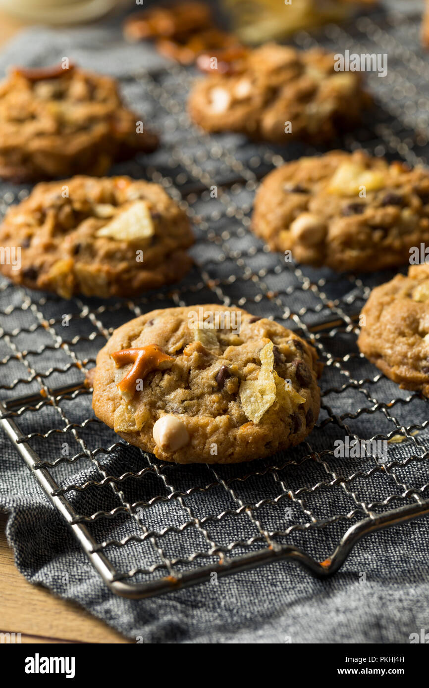 Unhealthy Homemade Garbage Cookies with Chocolate Chips Pretzels Oats ...