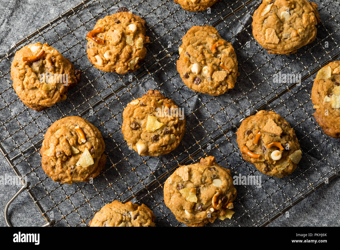Unhealthy Homemade Garbage Cookies with Chocolate Chips Pretzels Oats ...