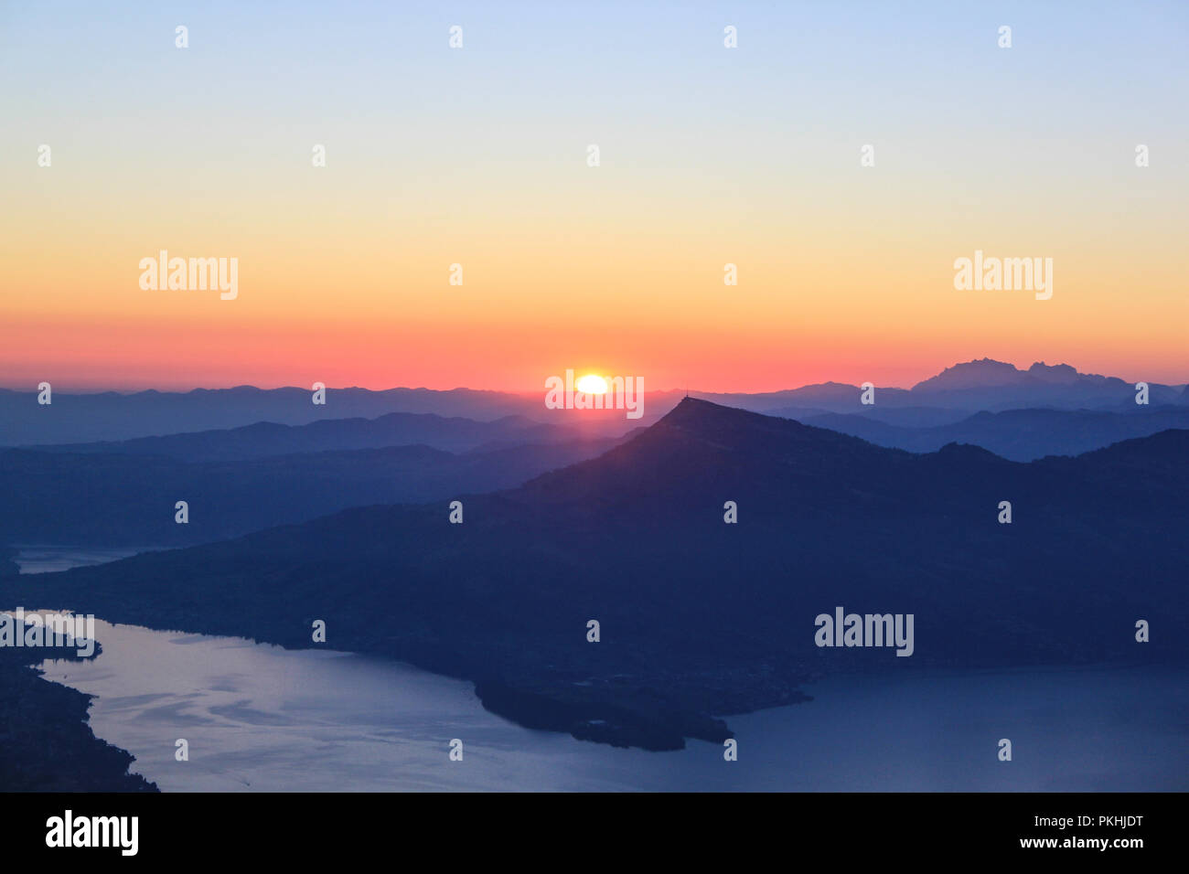 Sun is rising over mount Rigi Stock Photo - Alamy