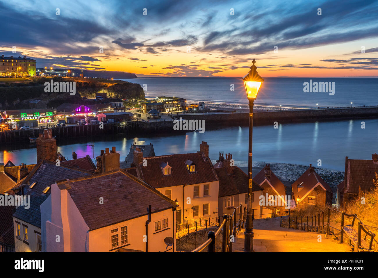 Whitby 199 steps blue sky hi-res stock photography and images - Alamy