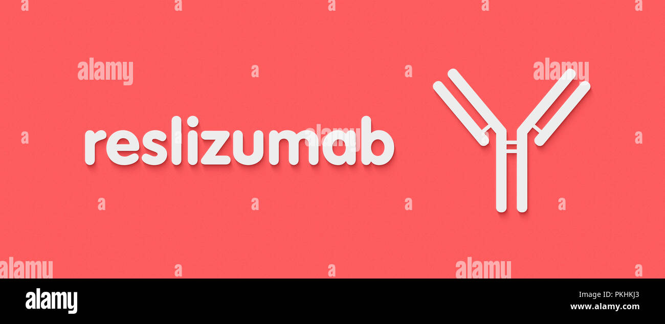 Reslizumab monoclonal antibody drug. Targets interleukin-5 and is used ...