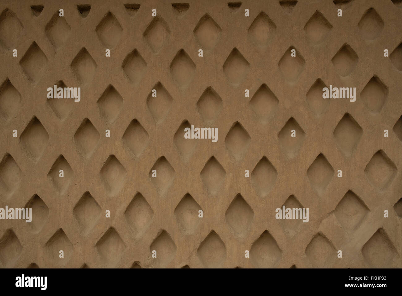 Seamless geometrical design on adobe wall. Chan Chan, ancient capital ...