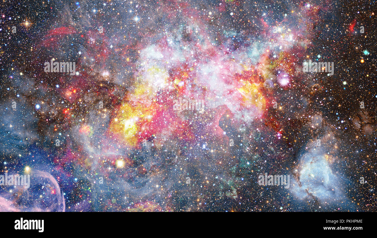 Colored clouds in nebula. Combined version of Hubble space telescope ...