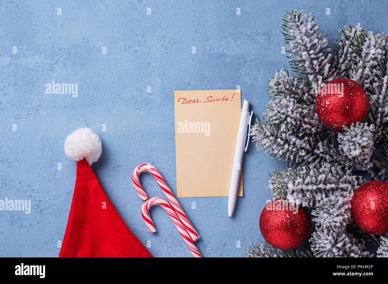 Christmas or New year festive background with letter for Santa Stock ...