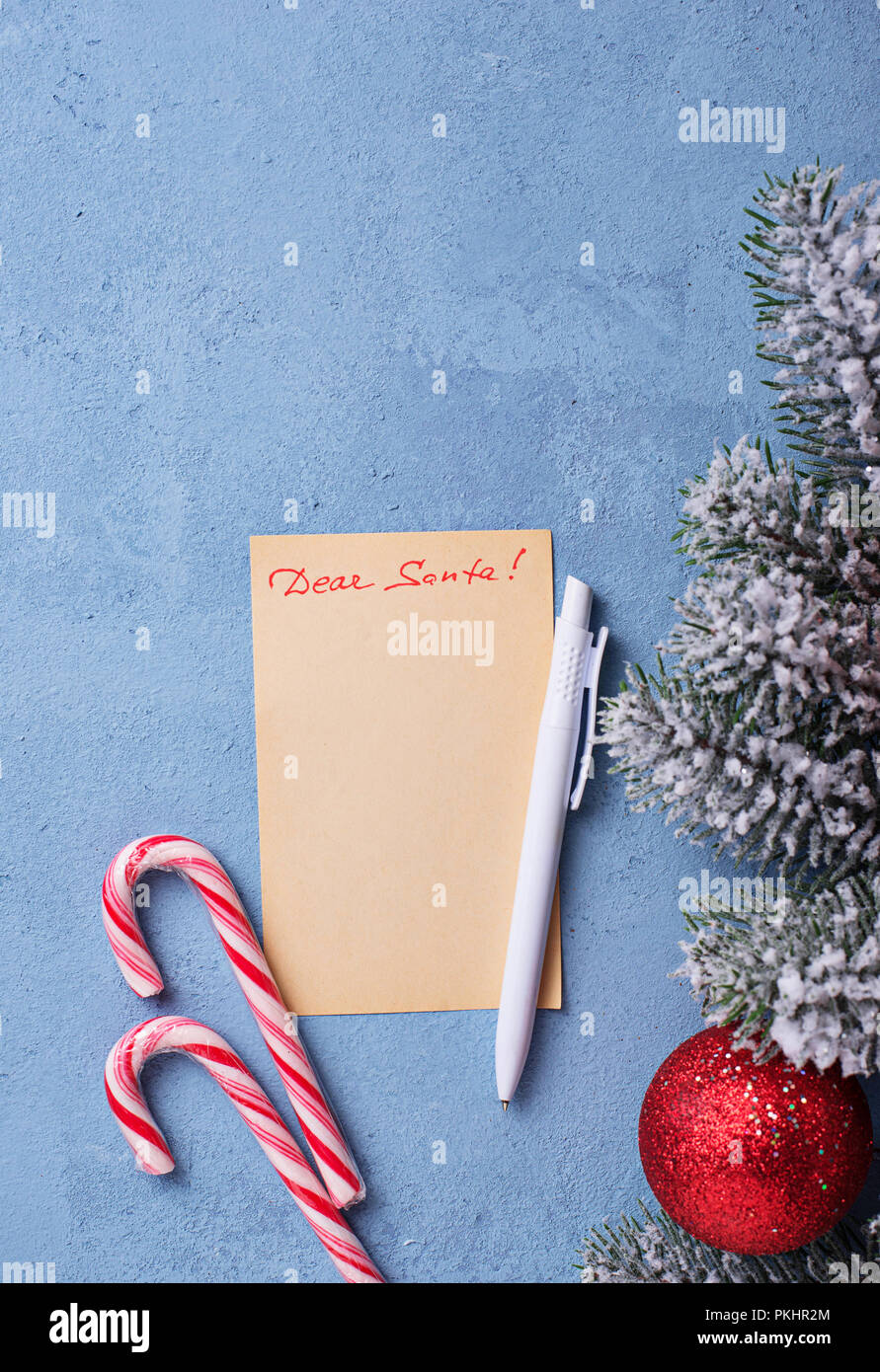 Christmas or New year festive background with letter for Santa Stock ...