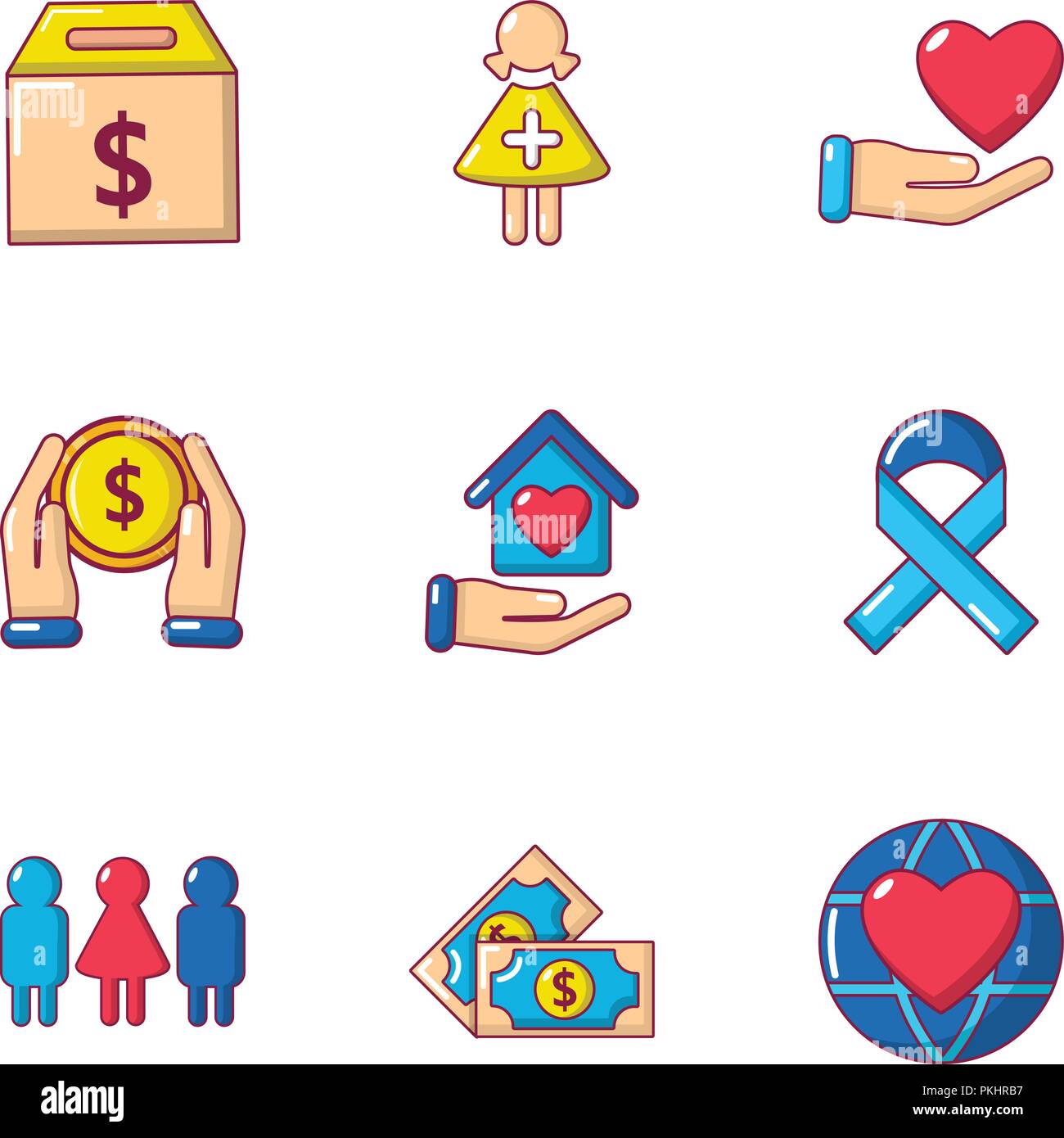 Infusion of donation icons set, cartoon style Stock Vector Image & Art ...
