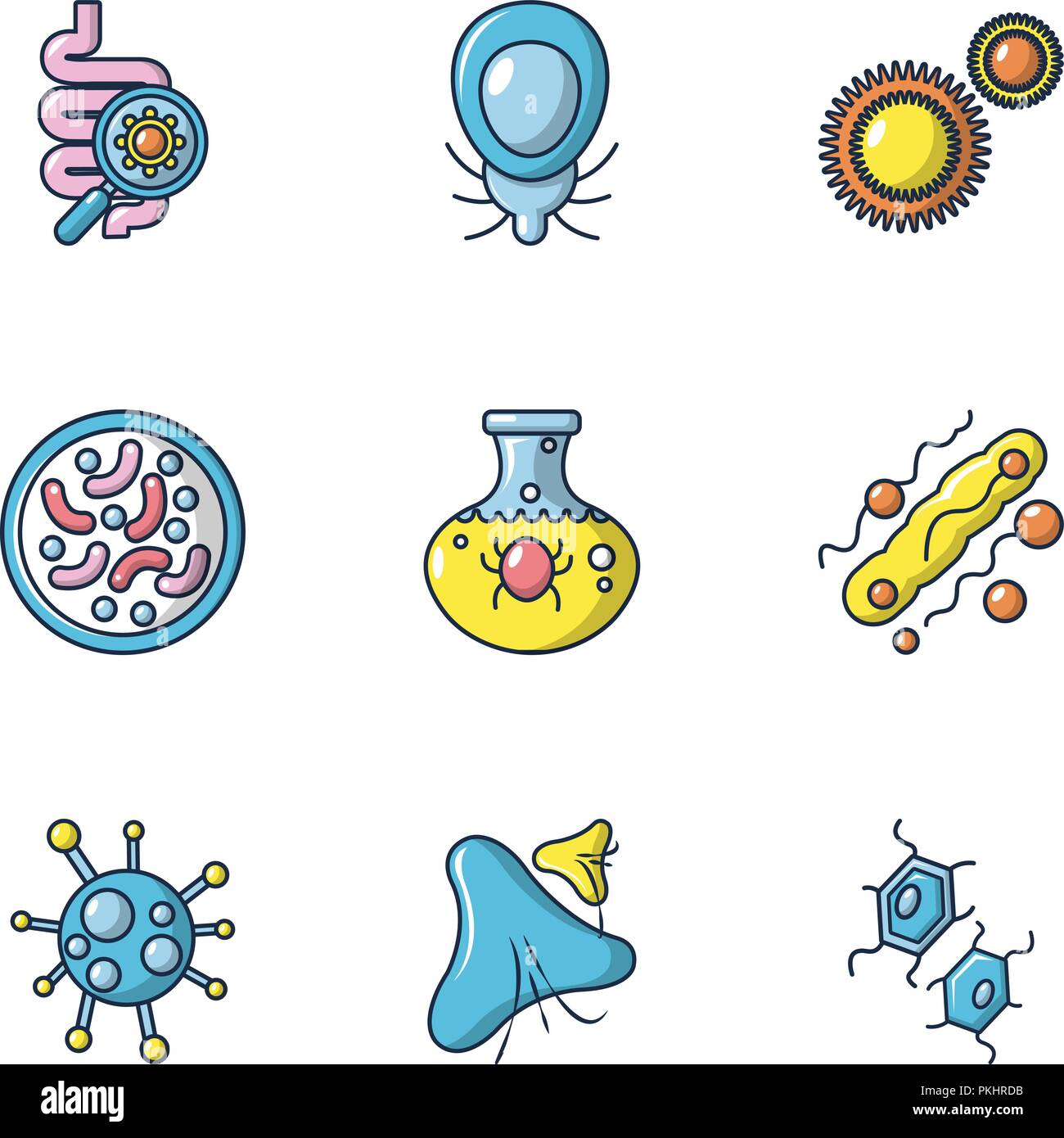 Microorganism body icons set, cartoon style Stock Vector Image & Art ...