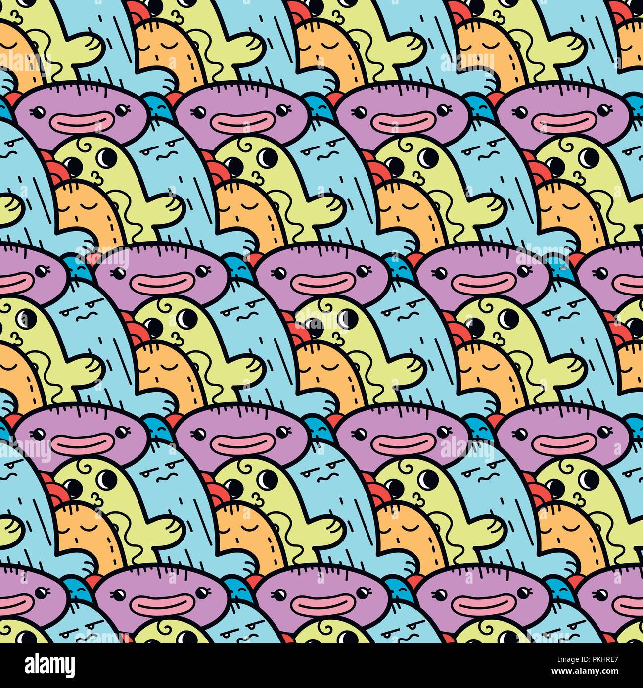 Funny doodle monsters seamless pattern for prints, designs and coloring ...