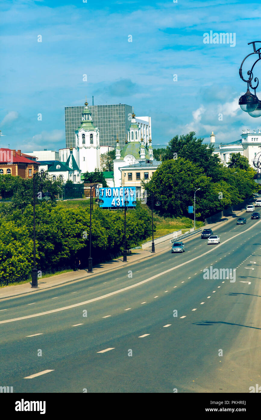 City landscape of the city of Tyumen in a summer sunny day Stock Photo ...