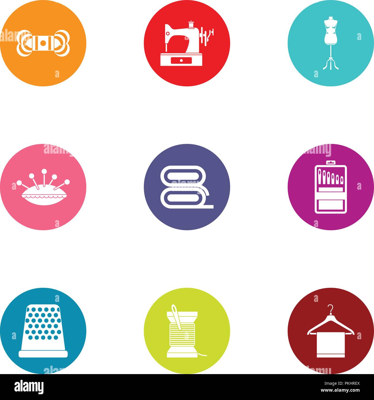 Embroidery icons set, flat style Stock Vector Image & Art - Alamy