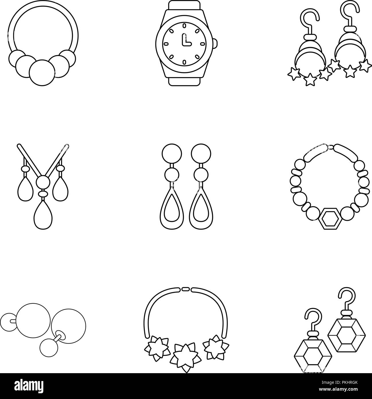 Adamantine icons set, outline style Stock Vector Image & Art - Alamy
