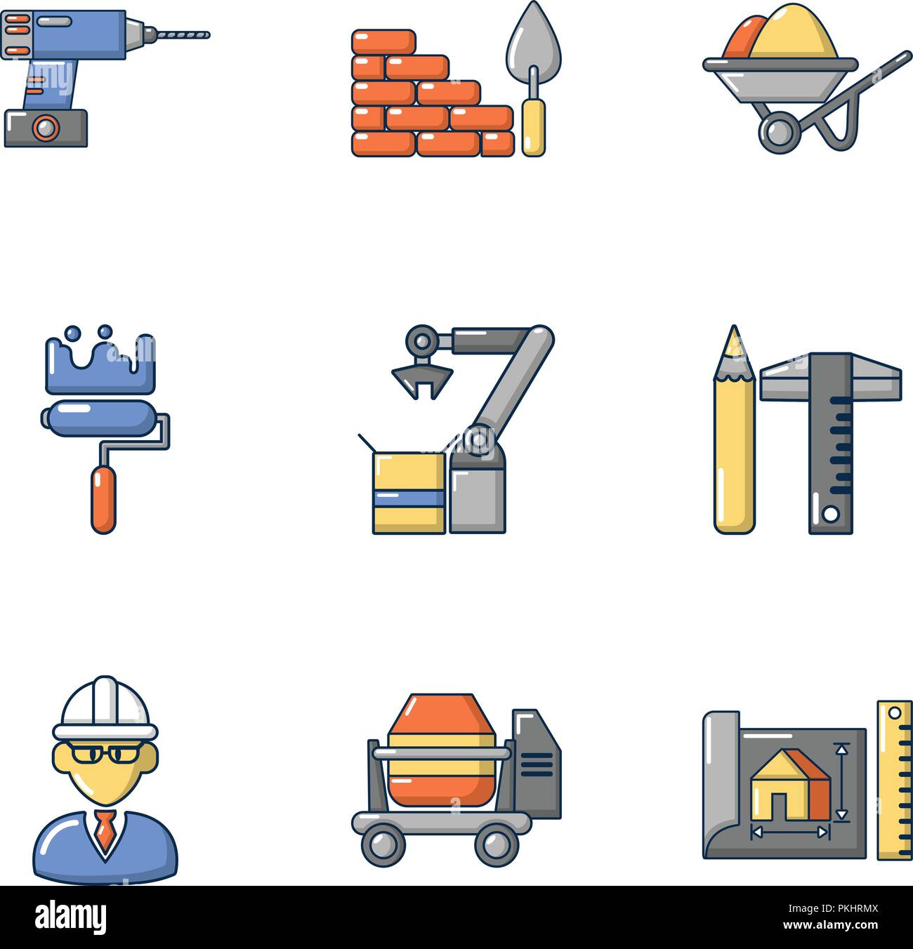 Construction shop icons set, cartoon style Stock Vector Image & Art - Alamy