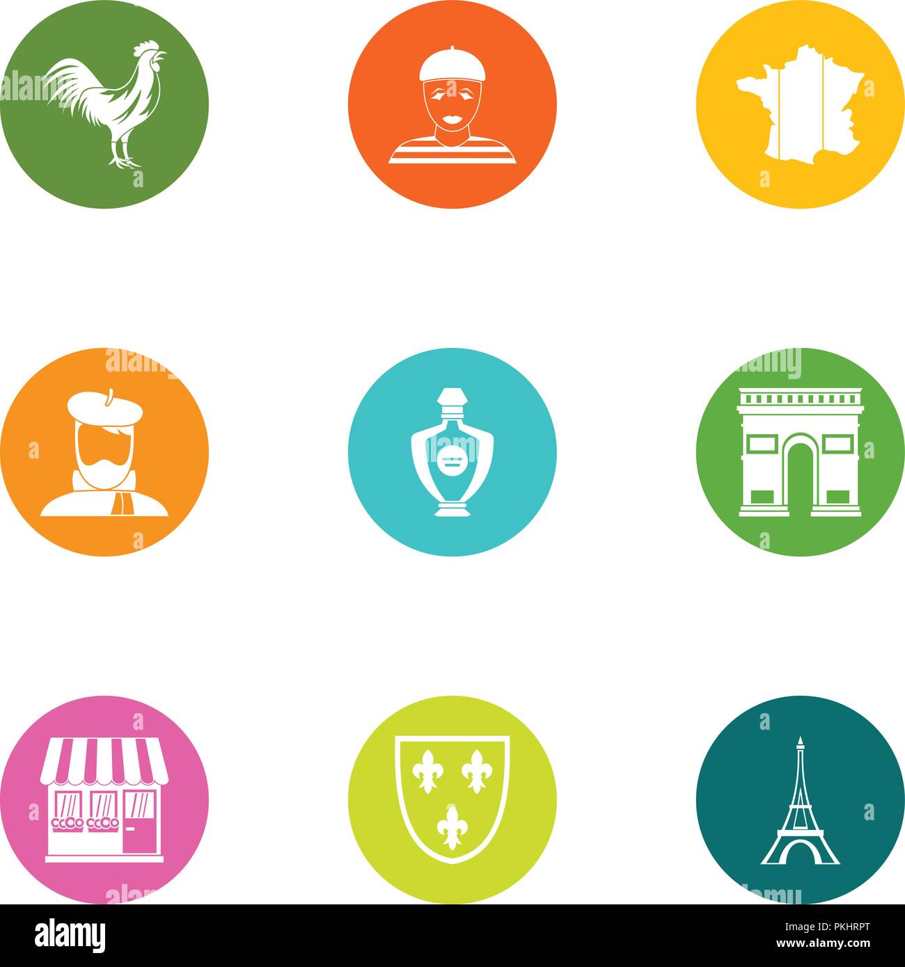 Paris city icons set, flat style Stock Vector Image & Art - Alamy