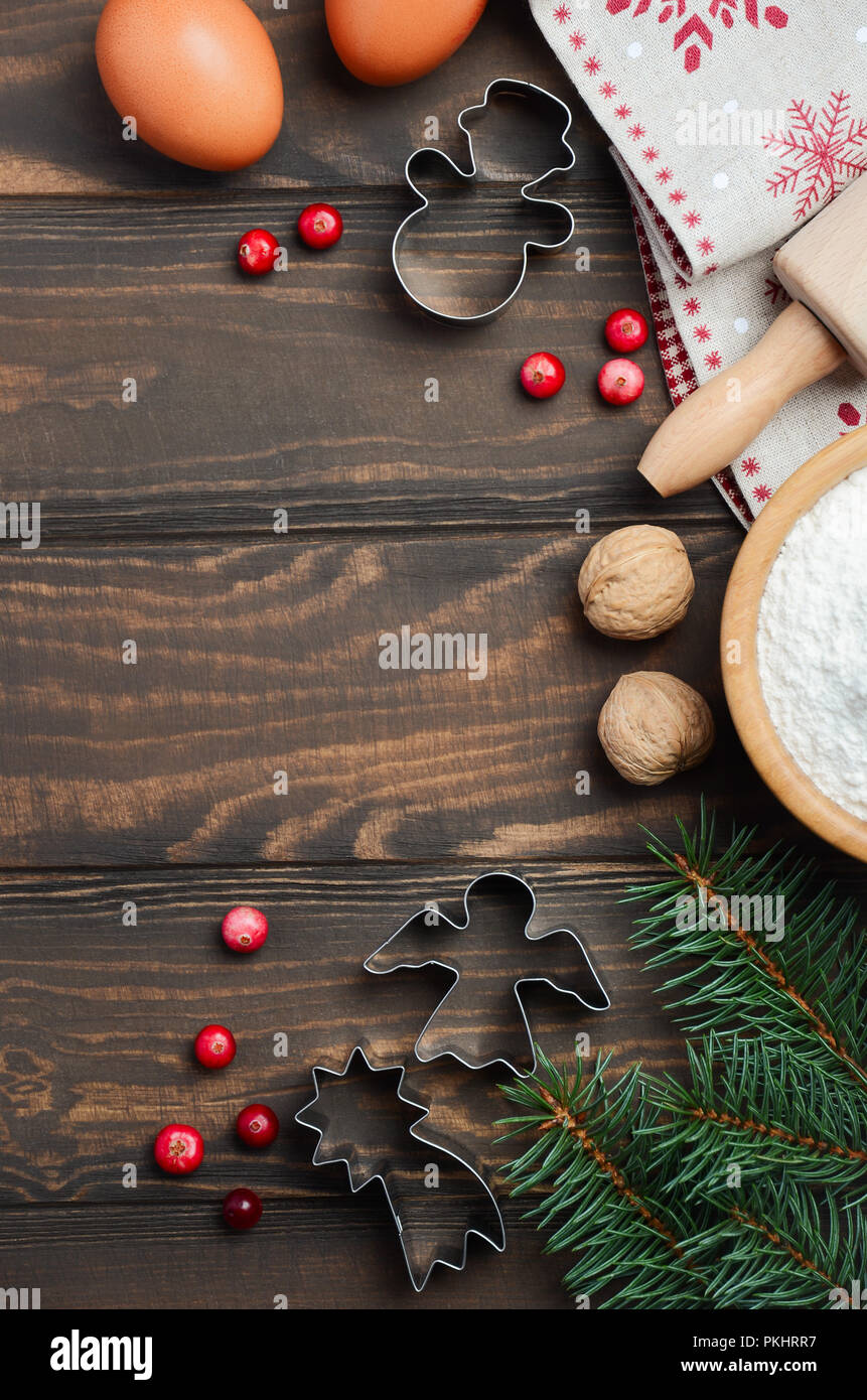 Christmas Baking Ingredients Top View Flat Lay Copy Space Stock Photo ...