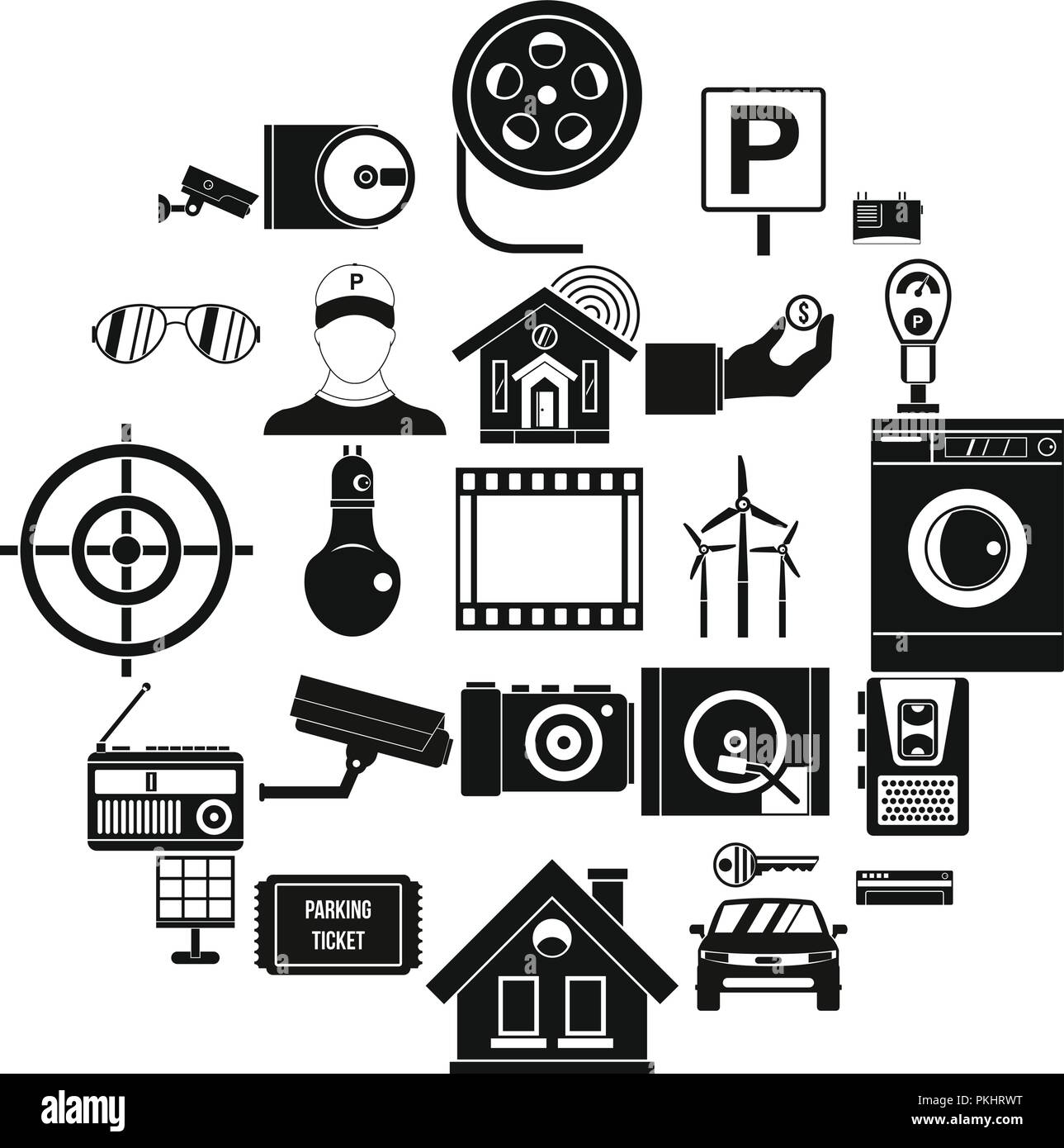 Surveillance cameras icons set, simple style Stock Vector Image & Art ...