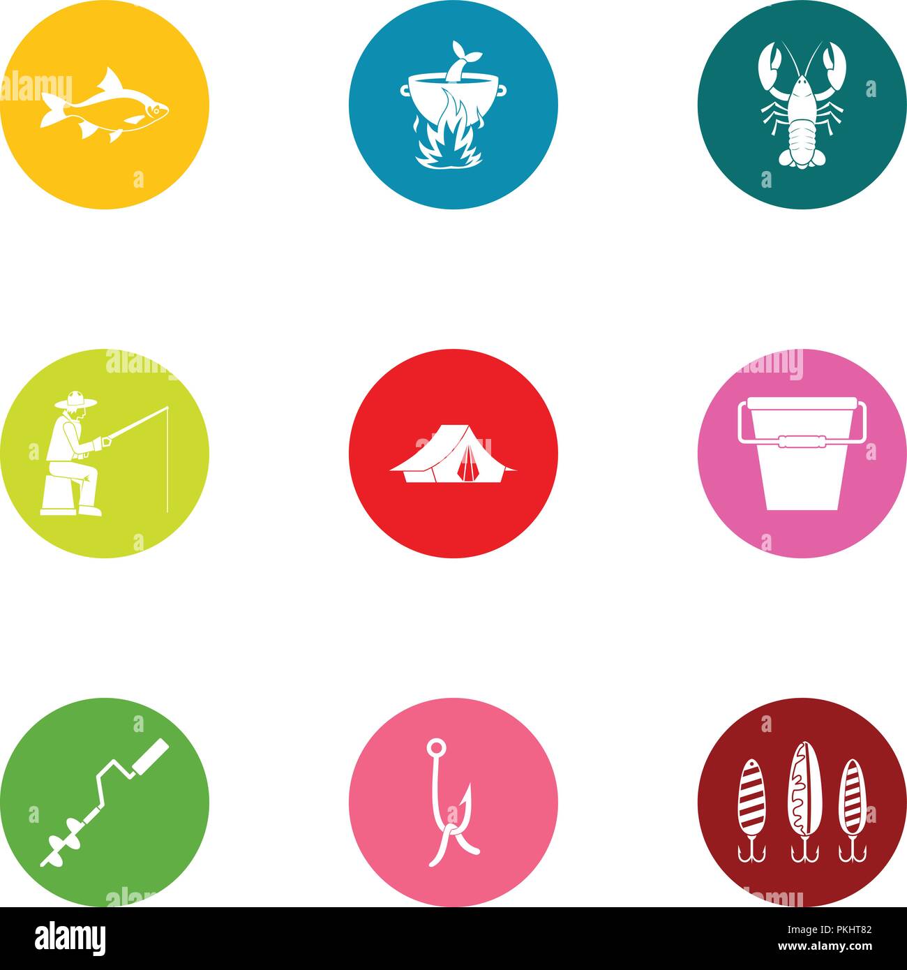 Angling icons set, flat style Stock Vector Image & Art - Alamy