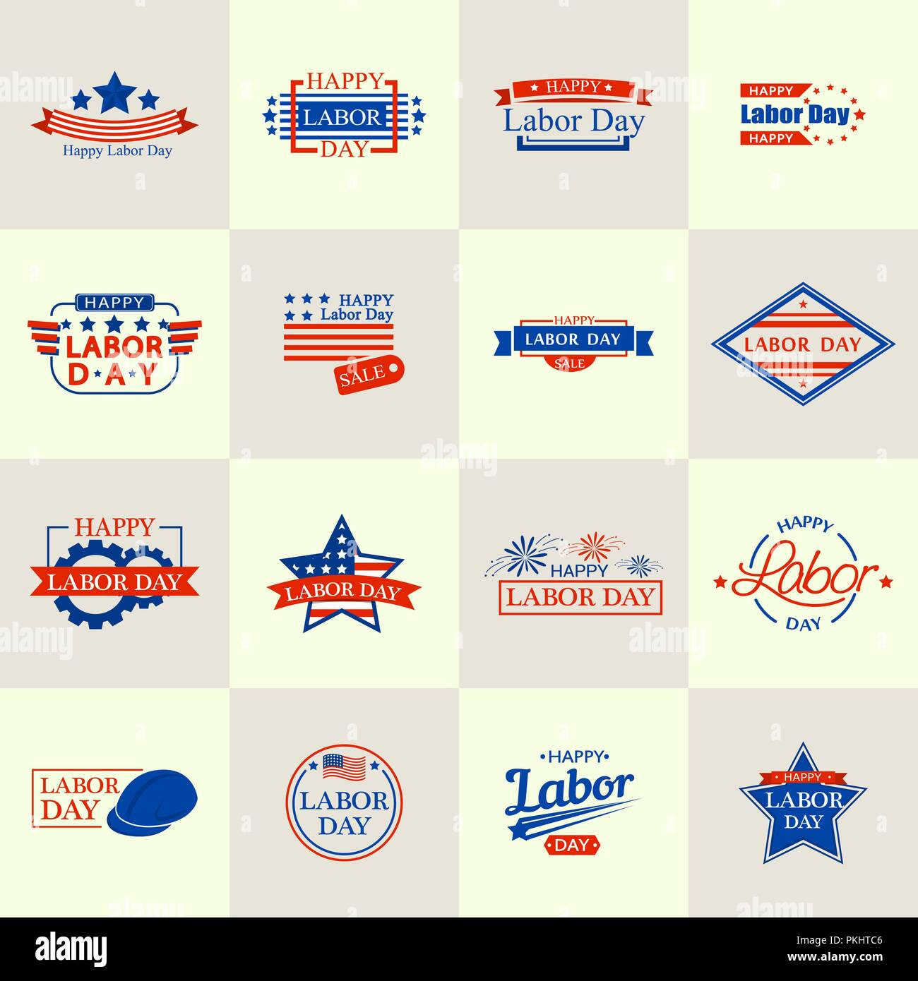 Labor day logo set, flat style Stock Vector Image & Art - Alamy