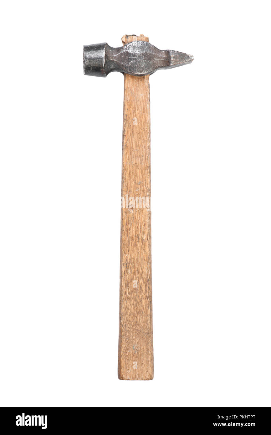 Old small hammer isolated on white background Stock Photo - Alamy