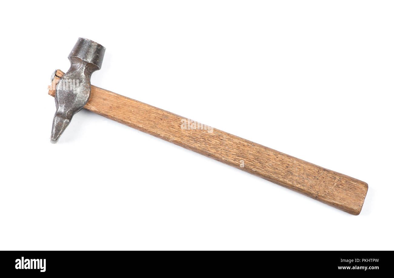 Old small hammer isolated on white background Stock Photo - Alamy
