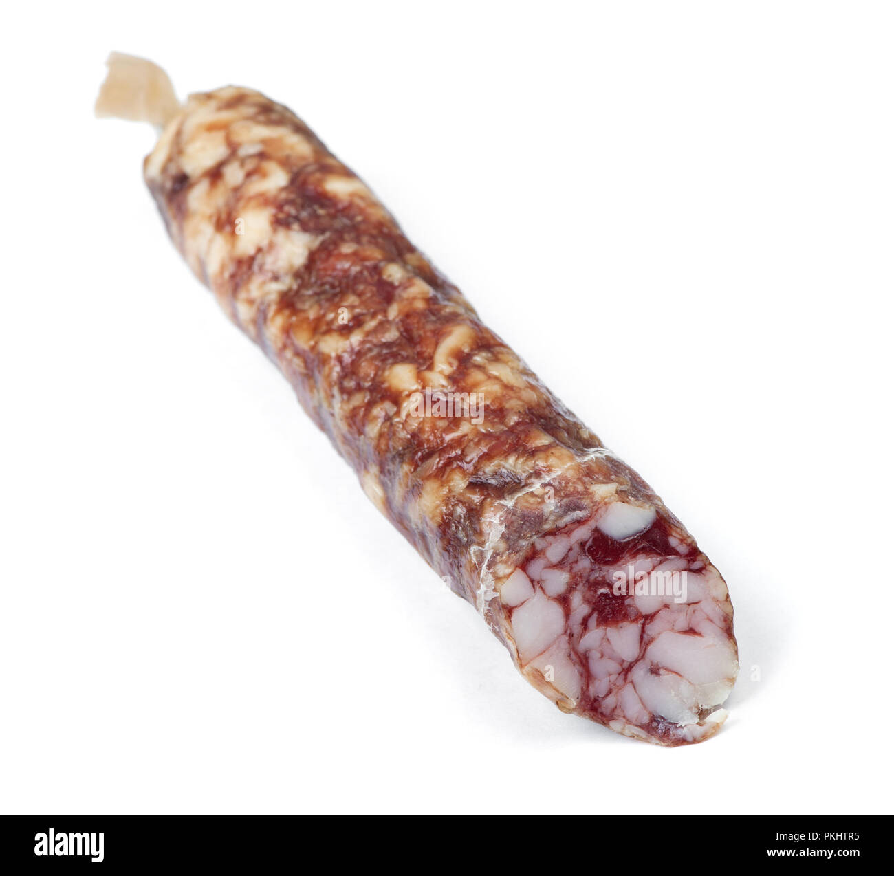 Half of salami sausage stick isolated on white background Stock Photo ...
