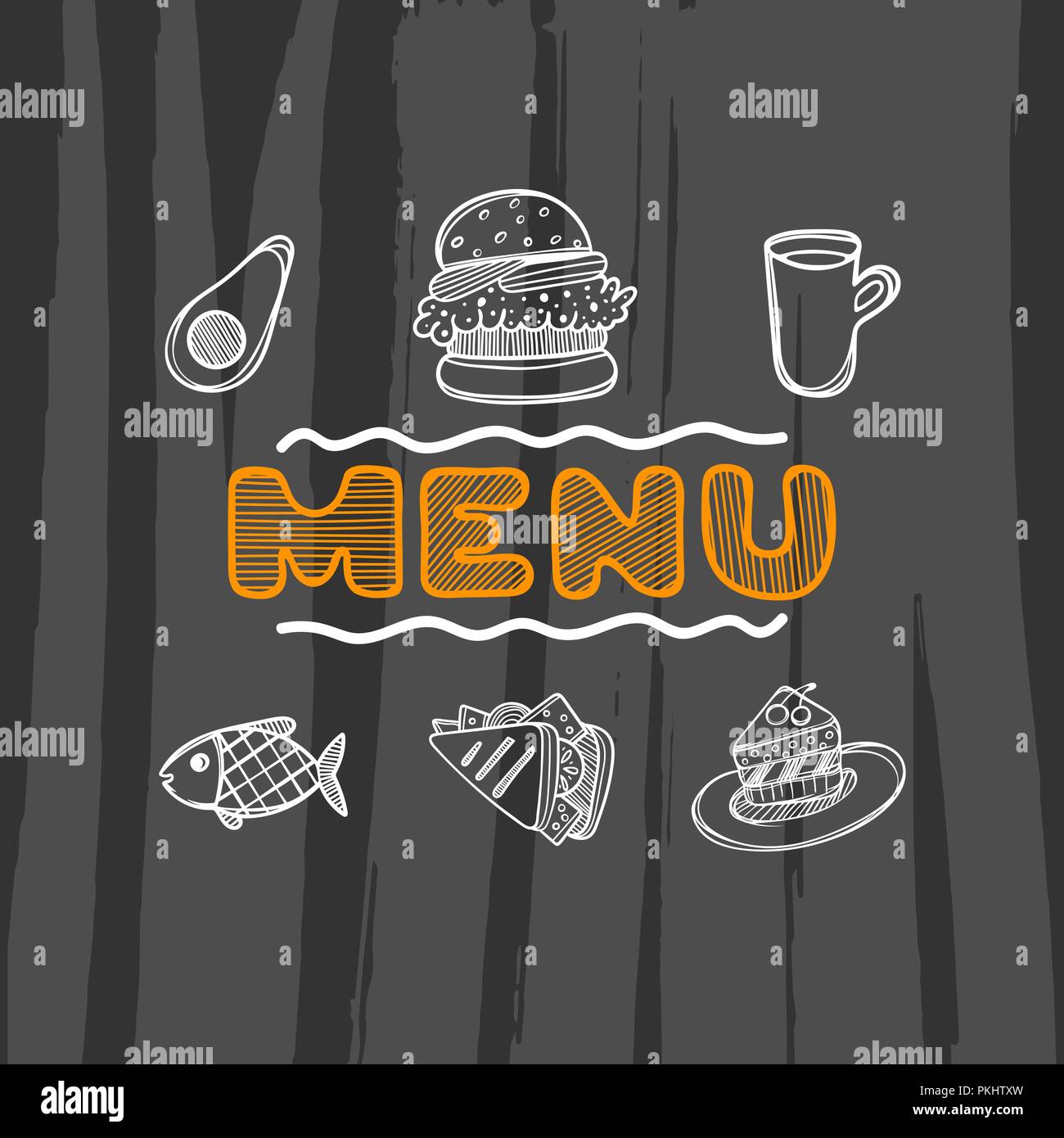 Hand drawn menu for cafe with food. Sketch concept illustration Stock ...