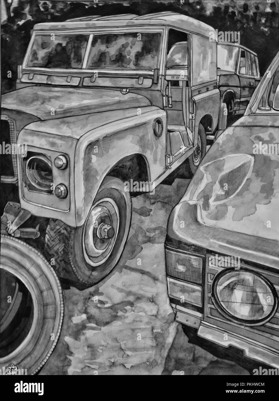 Range rovers Black and White Stock Photos & Images - Alamy