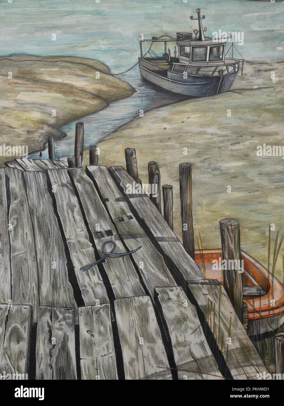 Boat and Jetty Stock Photo - Alamy