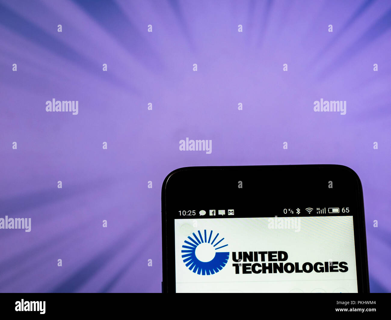 United Technologies Corporation (UTC) logo seen displayed on smart ...
