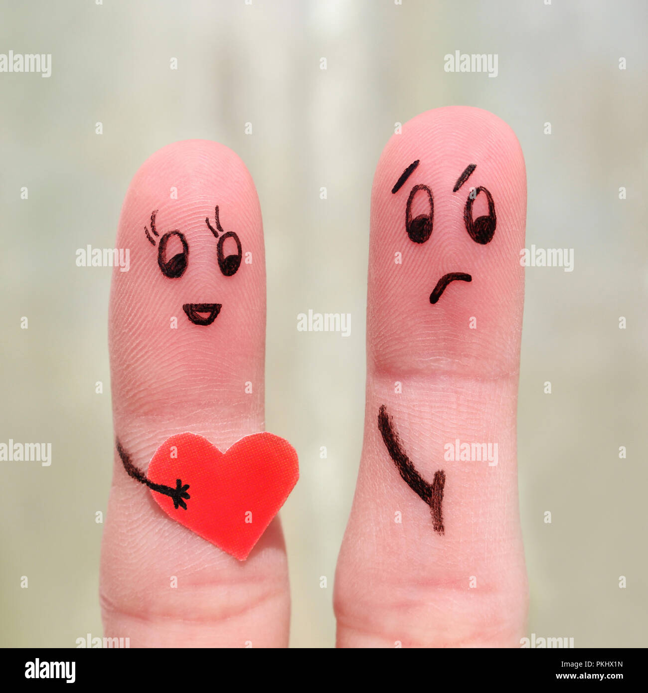 Finger art of a couple. The concept is not shared love Stock Photo - Alamy