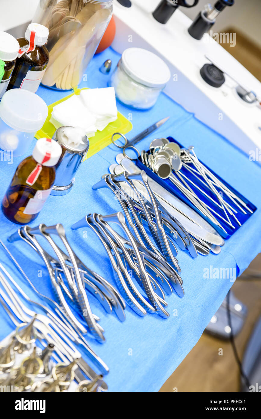 Sterile medical tools and equipment ready for the procedure Stock Photo ...