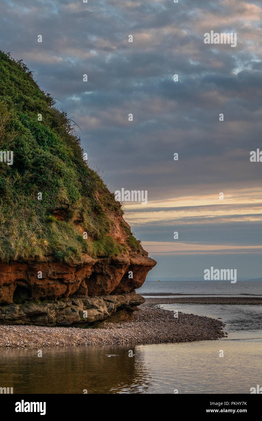 The red sandstone cliffs of the Jurassic Coast in East Devon, South ...