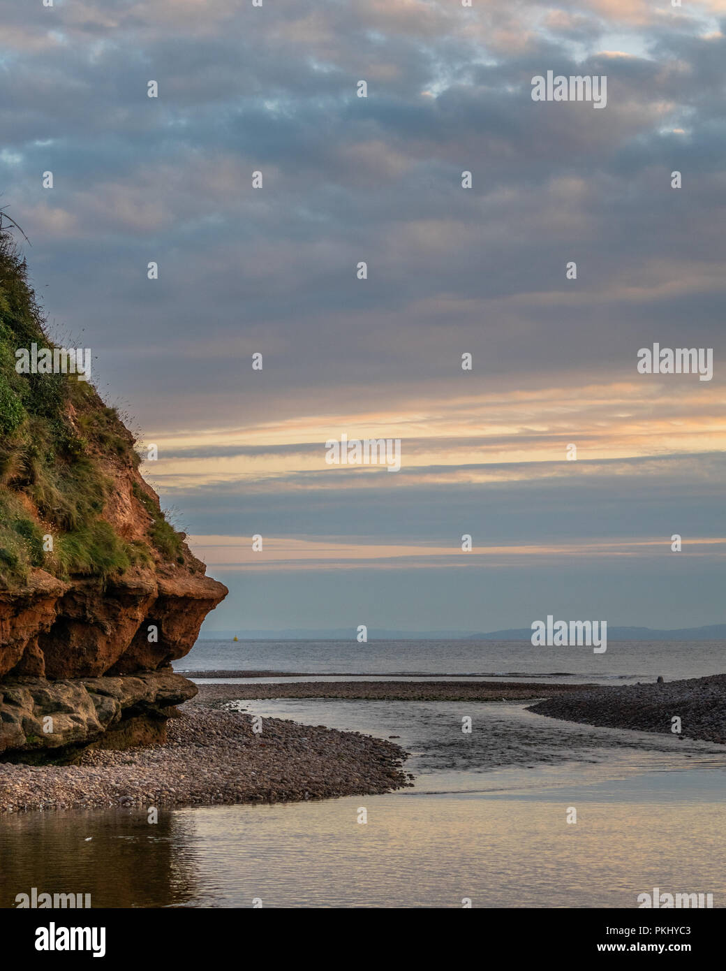 The red sandstone cliffs of the Jurassic Coast in East Devon, South ...