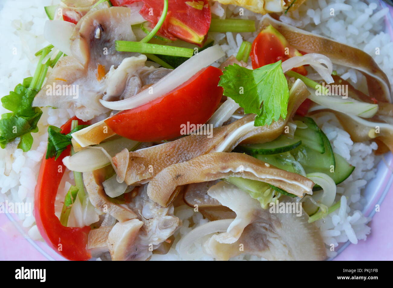 spicy pig ear salad on dish Stock Photo - Alamy