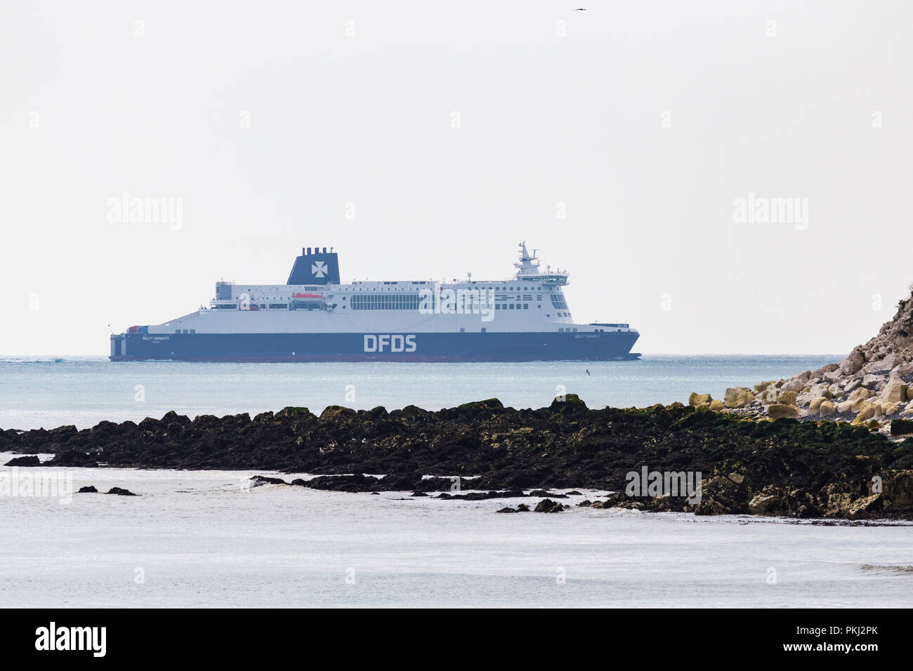 DFDS Cross Chanel Ferry from France Approaching Dover as seen from St ...