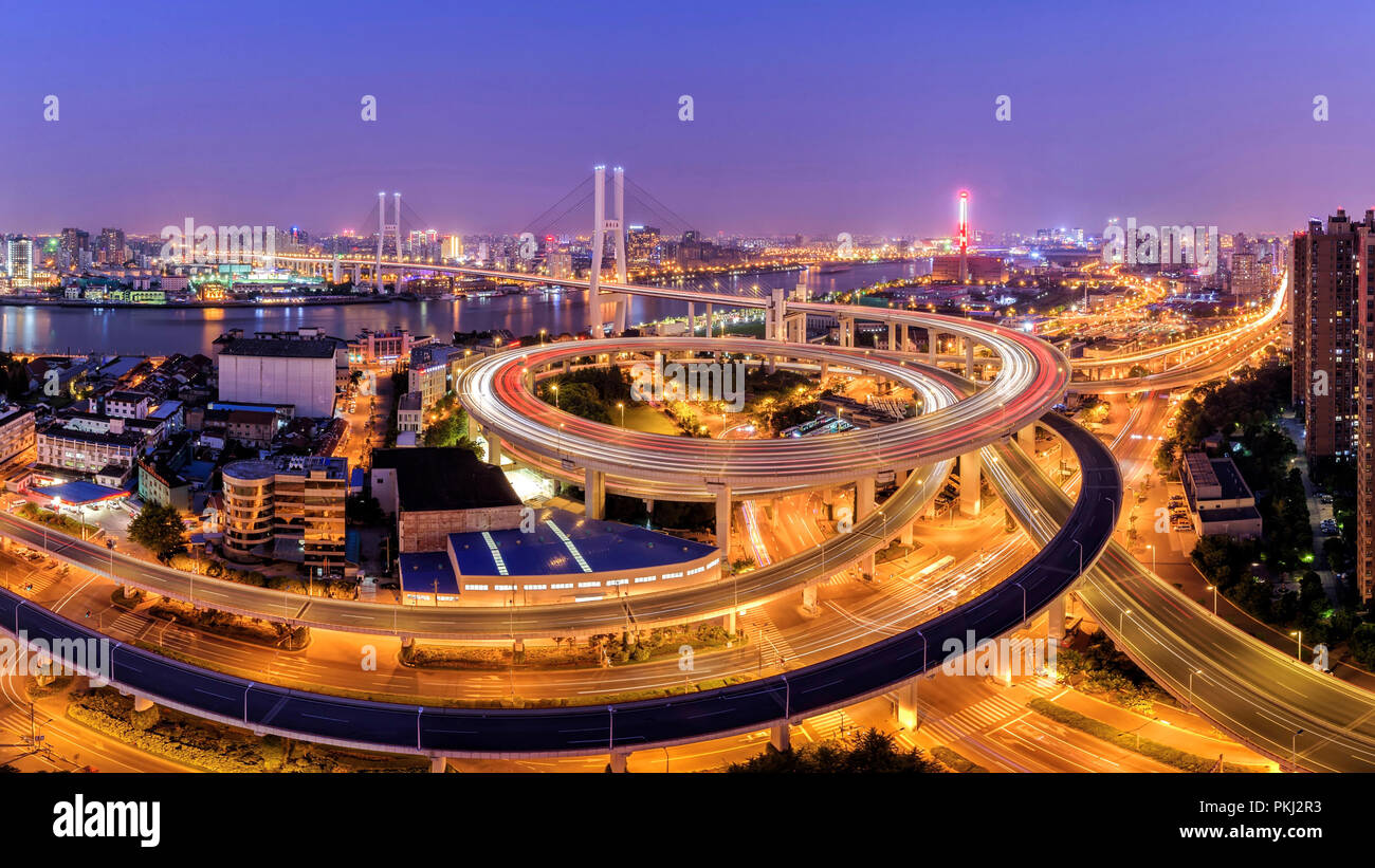Shanghai Nanpu Bridge at night Stock Photo - Alamy