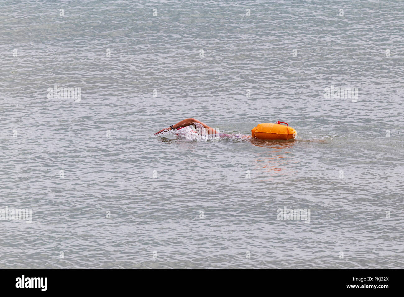 Long Distance Swimmer Training at St.Margaret's Bay with Float Stock ...