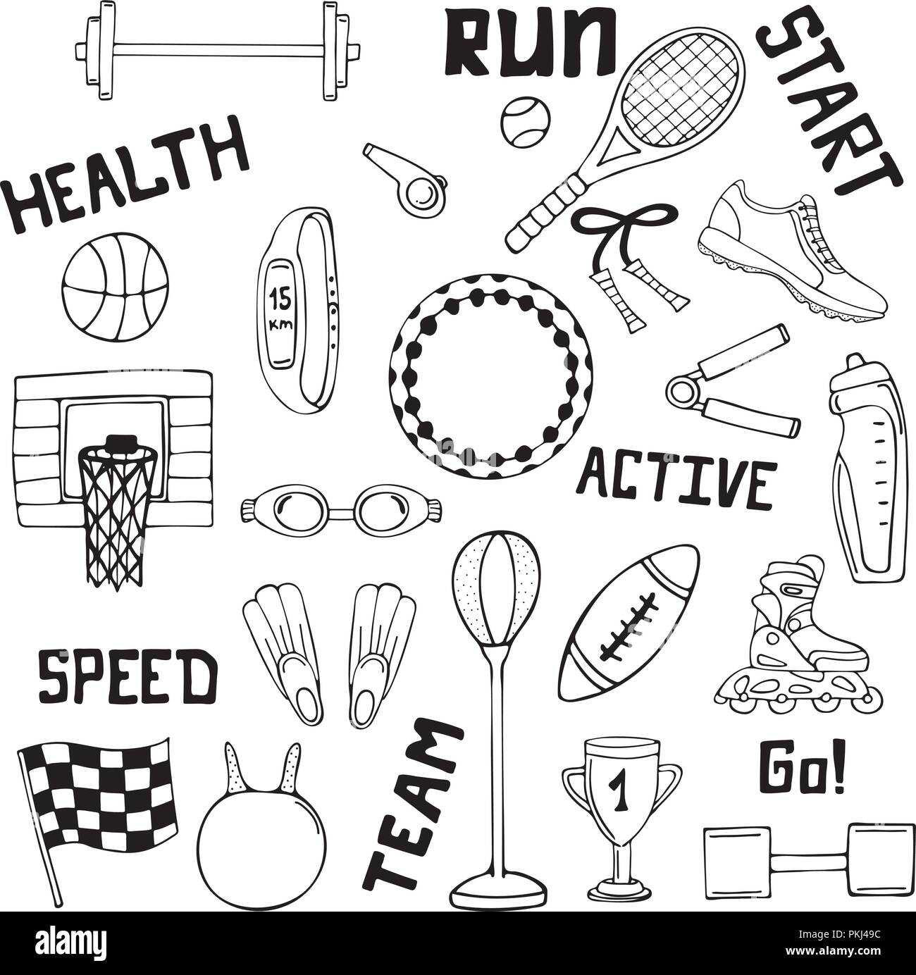 Vector set of sport illustrations. Line art Stock Vector Image & Art ...