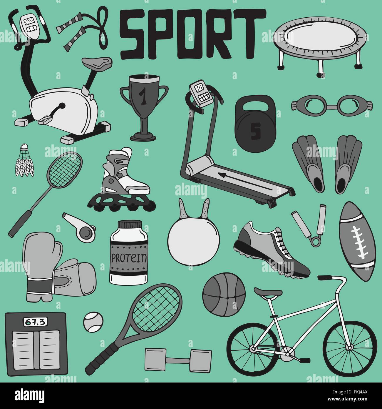 Vector set of sport illustrations. Line art Stock Vector Image & Art ...