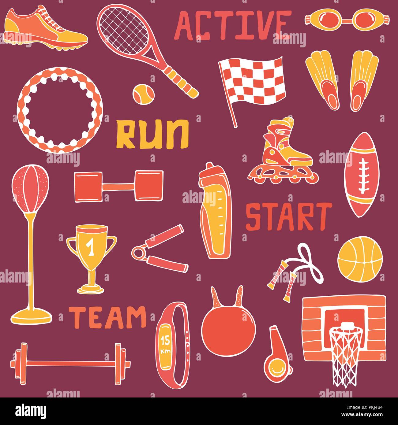 Vector set of sport illustrations. Line art Stock Vector Image & Art ...